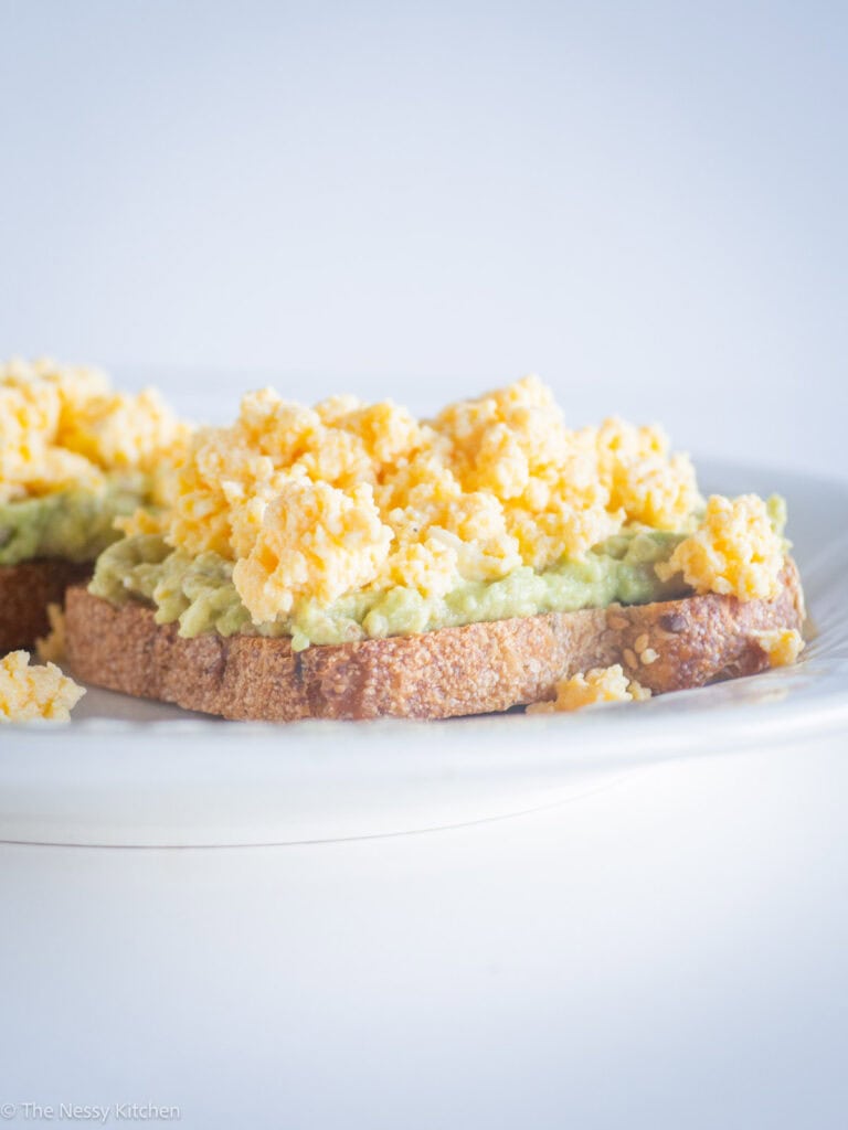 Avocado and Scrambled Eggs on Toast - Busy Morning Breakfast